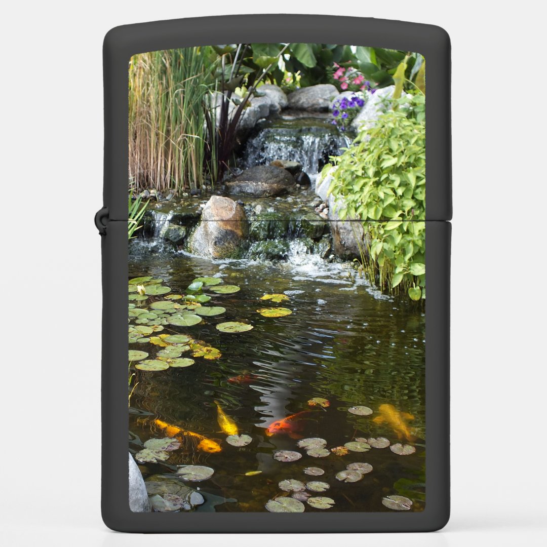 Relaxing Koi Pond with Waterfall Zippo Lighter | Zazzle