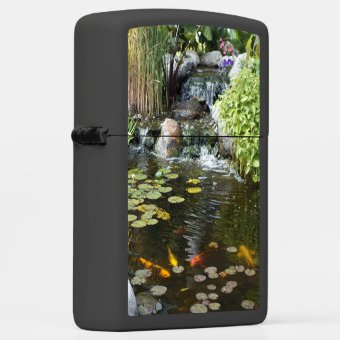 Relaxing Koi Pond with Waterfall Zippo Lighter | Zazzle