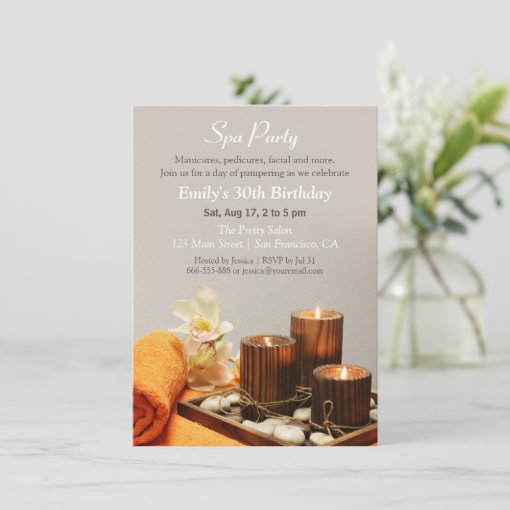 Relaxing Spa Birthday Party Invitations | Zazzle