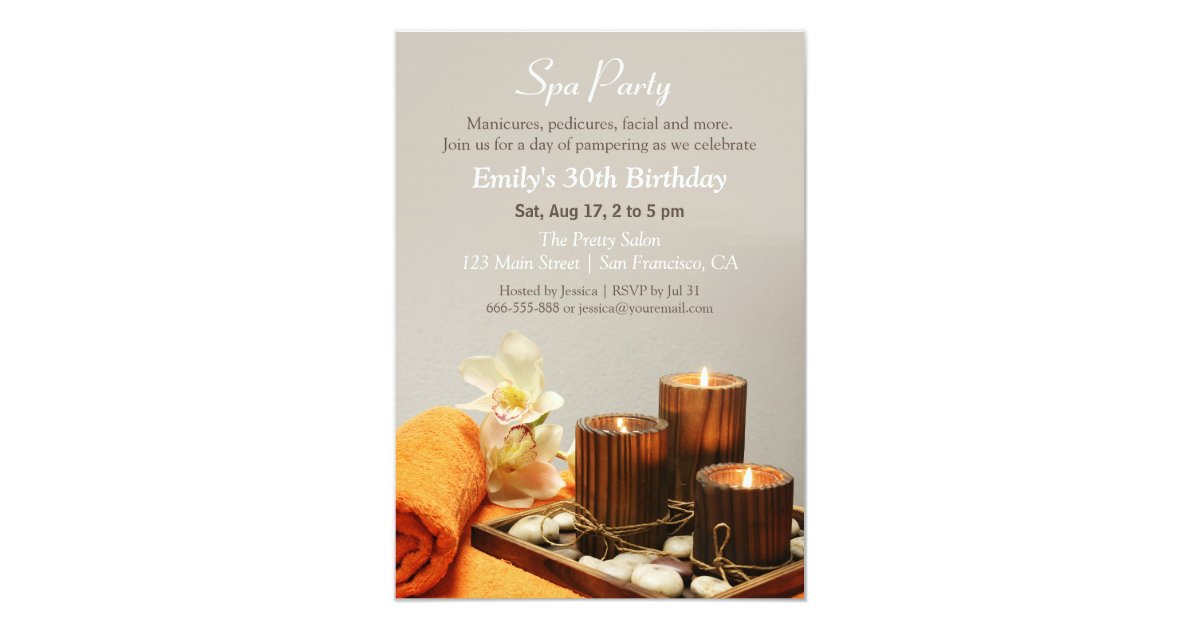 Relaxing Spa Birthday Party Invitations | Zazzle.com