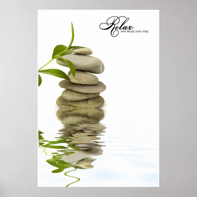 Relaxing Zen Stone Reflection Poster | Zazzle