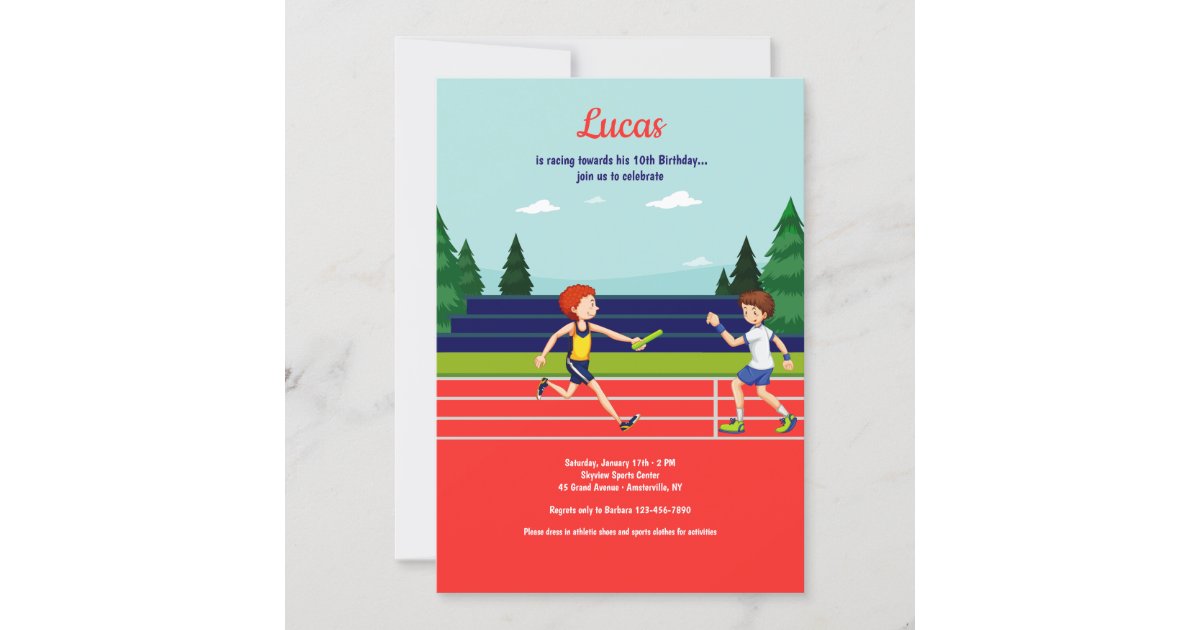 Relay Race Birthday Party Invitation | Zazzle