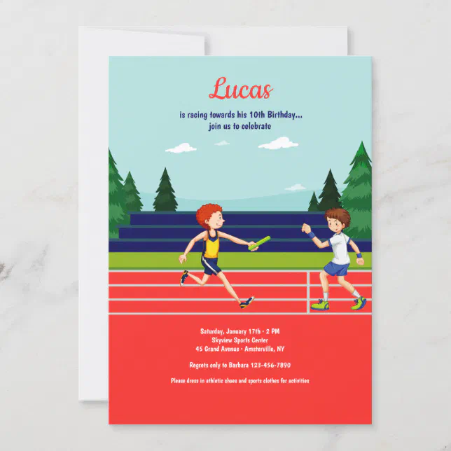 Relay Race Birthday Party Invitation | Zazzle