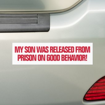 Released From Prison Good Behavior Funny Snarky Bumper Sticker | Zazzle