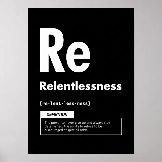 Relentlessness - Element Of Success - Motivational Poster | Zazzle