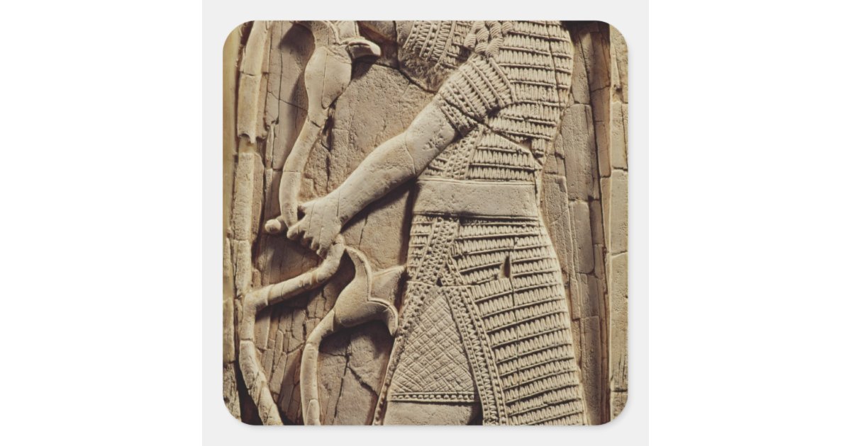 Relief depicting a warrior square sticker | Zazzle
