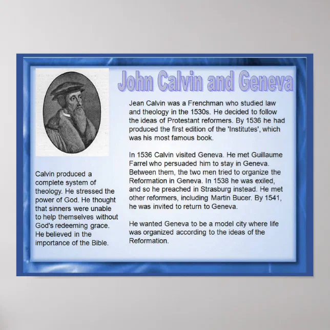 Religion, History, Reformation John Calvin Poster | Zazzle