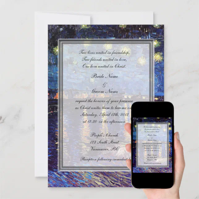 religion's wedding, van Gogh starry night Invitation | Zazzle