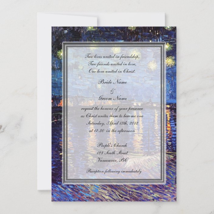religion's wedding, van Gogh starry night Invitation | Zazzle