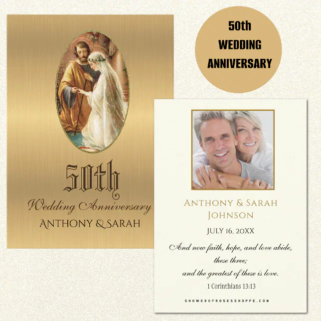 Religious 50th Wedding Anniversary Prayer Card | Zazzle