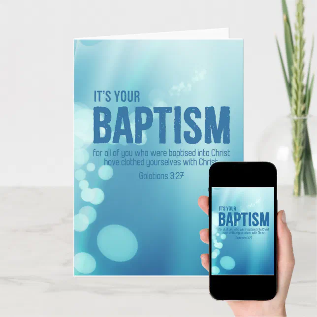 Religious Adult Baptism Card With Bible Verse | Zazzle