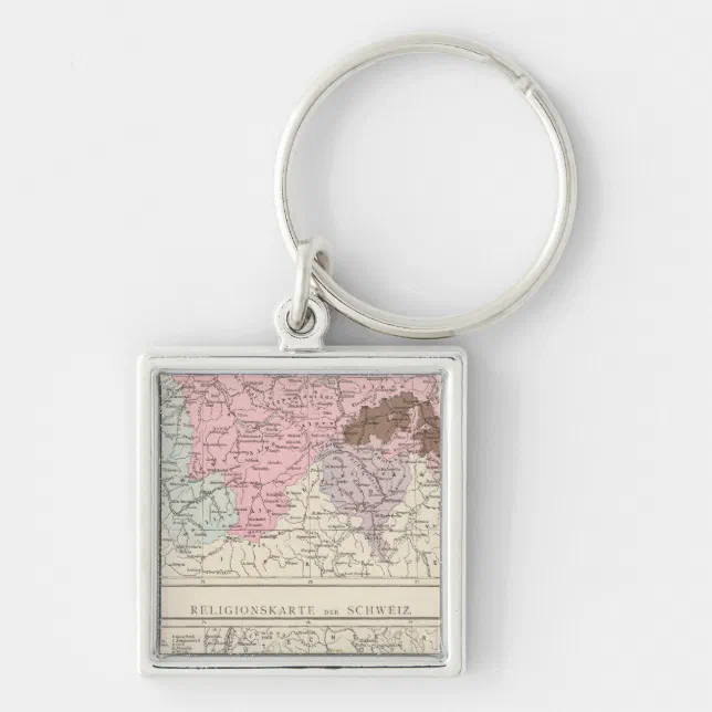 Religious and Linguistic Map of Switzerland Keychain | Zazzle
