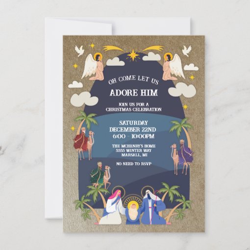 Religious Arch Christmas Nativity Scene Party Invi Invitation | Zazzle