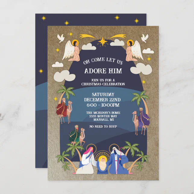 Religious Arch Christmas Nativity Scene Party Invi Invitation | Zazzle