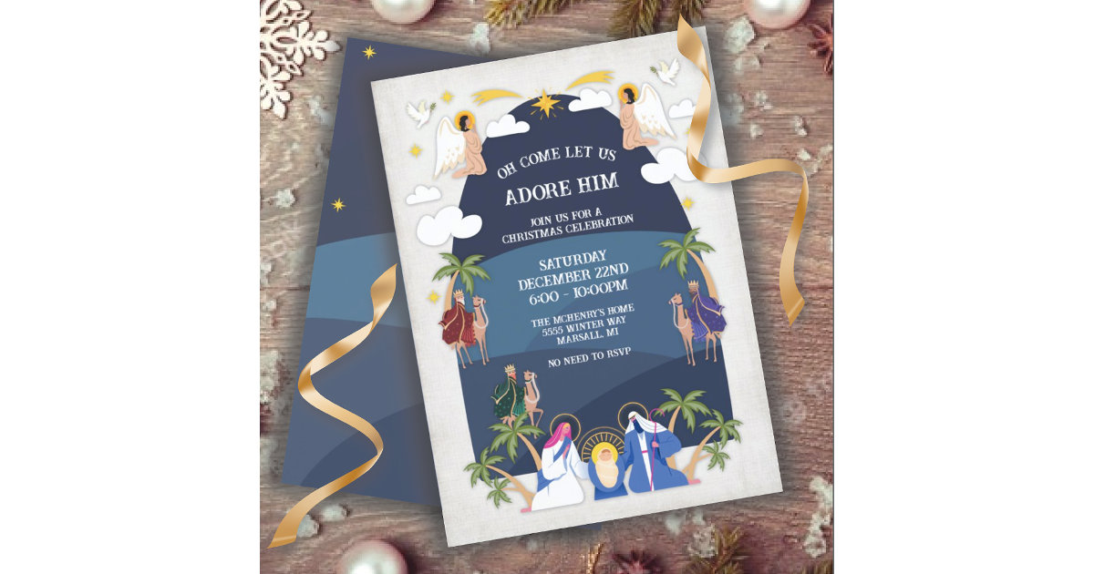 Religious Arch Christmas Nativity Scene Party Invitation | Zazzle