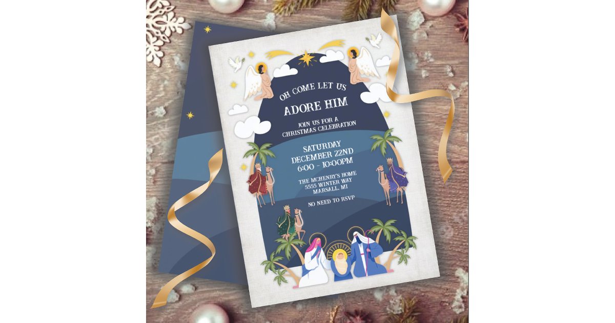 Religious Arch Christmas Nativity Scene Party Invitation | Zazzle