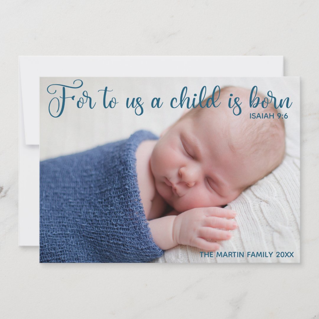 Religious Baby Boy Photo Christmas Simple Elegant Holiday Card | Zazzle