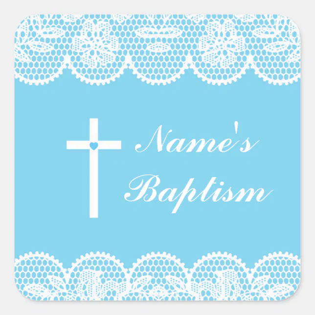 Religious Baptism Name Stickers Cross Lace Labels | Zazzle