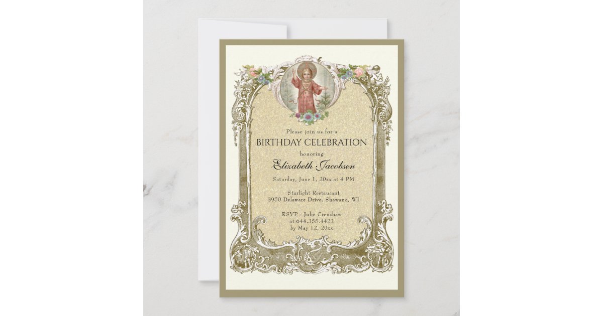 Religious Birthday Elegant Floral Roses Invitation | Zazzle