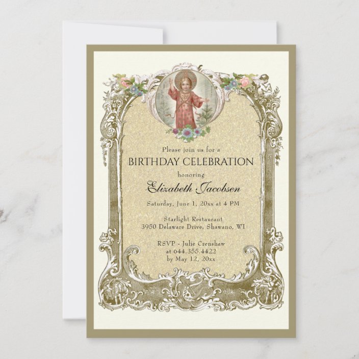 Religious Birthday Elegant Floral Roses Invitation | Zazzle