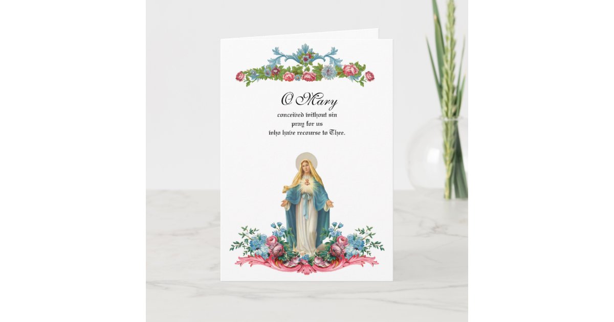 Religious Blessed Virgin Mary Floral Vintage Card | Zazzle