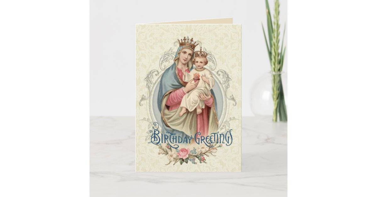 Religious Blessed Virgin Mary Jesus Birthday Card | Zazzle