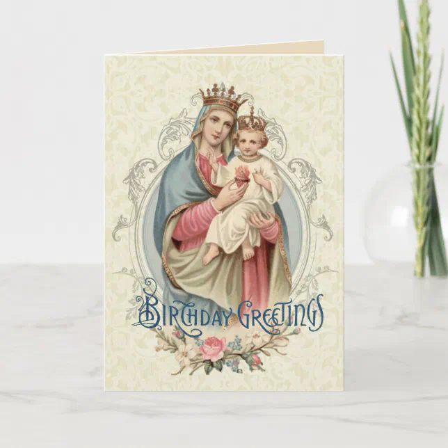 Religious Blessed Virgin Mary Jesus Birthday Card | Zazzle