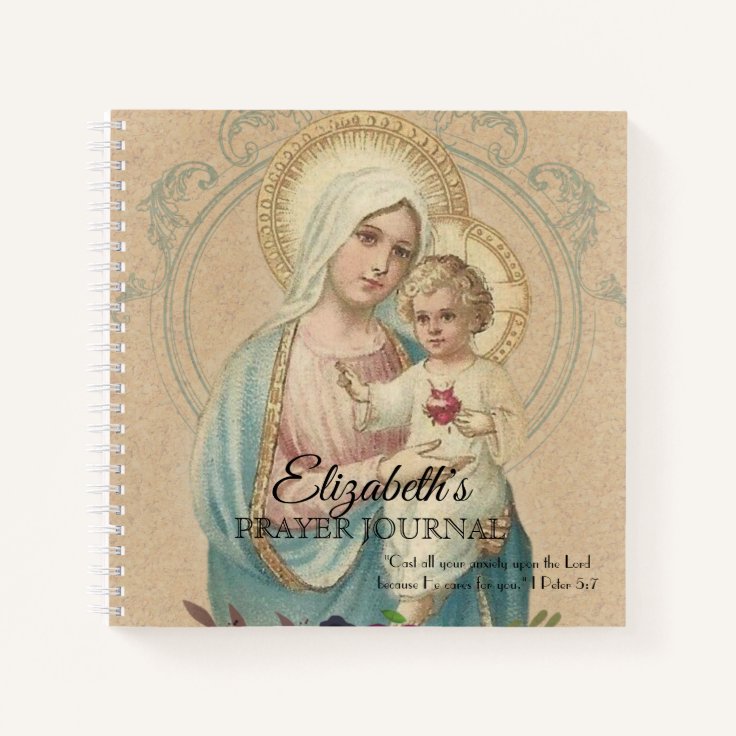 Religious Blessed Virgin Mary Jesus Vintage Notebook | Zazzle