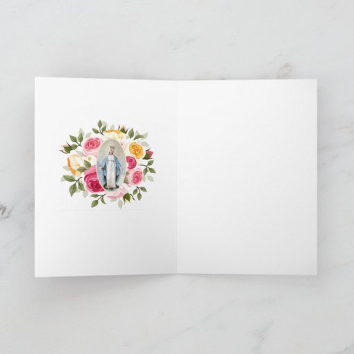 Religious Blessed Virgin Mary Pink Roses Card | Zazzle