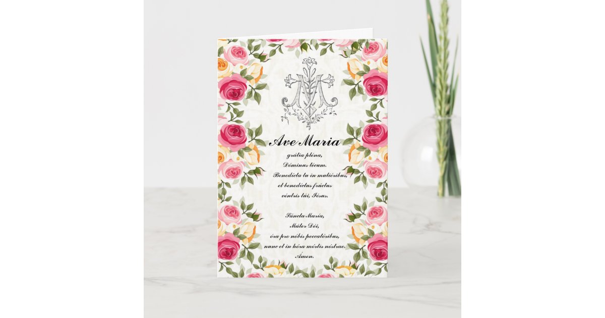 Religious Blessed Virgin Mary Pink Roses Card | Zazzle