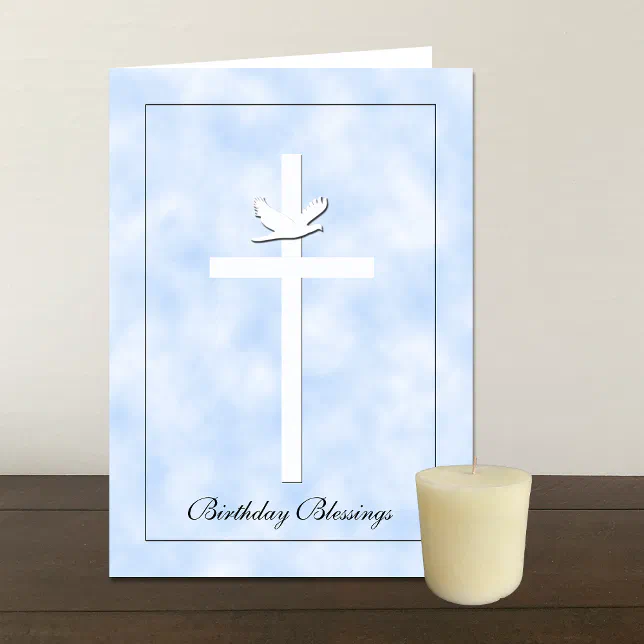 Religious Brithday Card - Cross & Dove | Zazzle