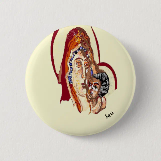 Religious Button : Virgin Mary With The Lord Jesus | Zazzle