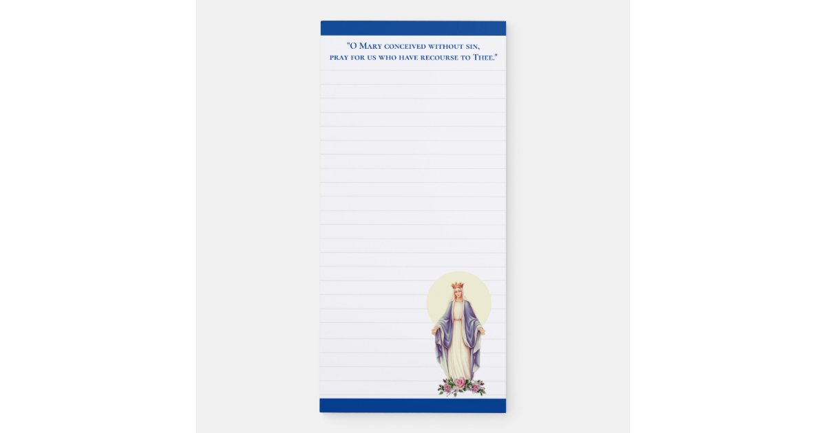 Religious Catholic Blessed Virgin Mary Lined Magnetic Notepad | Zazzle