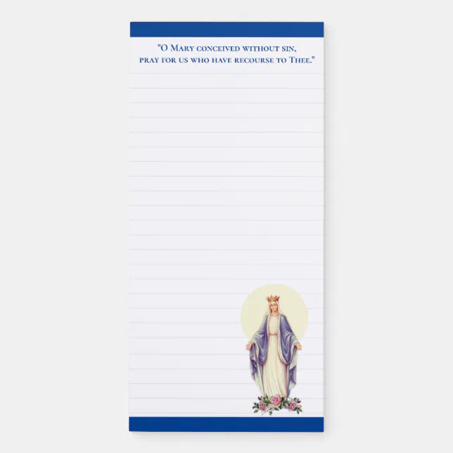 Religious Catholic Blessed Virgin Mary Lined Magnetic Notepad | Zazzle