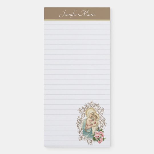 Religious Catholic Blessed Virgin Mary Magnetic Notepad | Zazzle.com