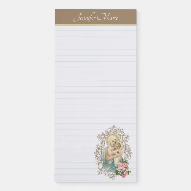 Religious Catholic Blessed Virgin Mary Magnetic Notepad | Zazzle