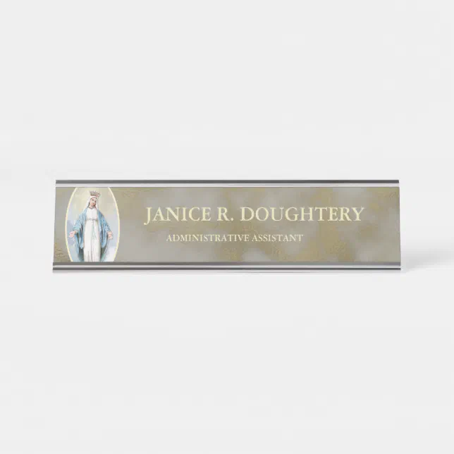 Religious Catholic Blessed Virgin Mother Mary Desk Name Plate | Zazzle
