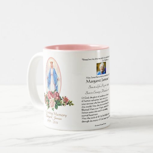 Religious Catholic Funeral Memorial Two-Tone Coffee Mug | Zazzle