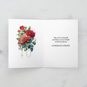 Religious Catholic Graduation Quote Red Roses Card | Zazzle