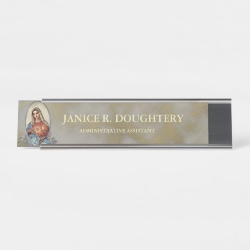 Religious Catholic Immaculate Heart Virgin Mary Desk Name Plate | Zazzle