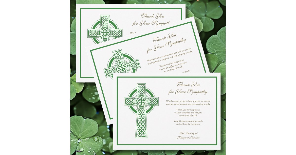 Religious Catholic Irish Celtic Cross Condolence Thank You Card | Zazzle