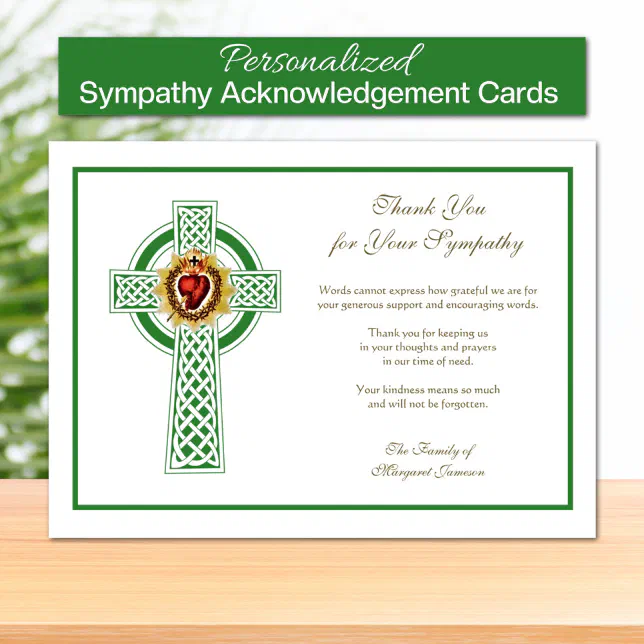 Religious Catholic Irish Celtic Cross Condolence Thank You Card | Zazzle