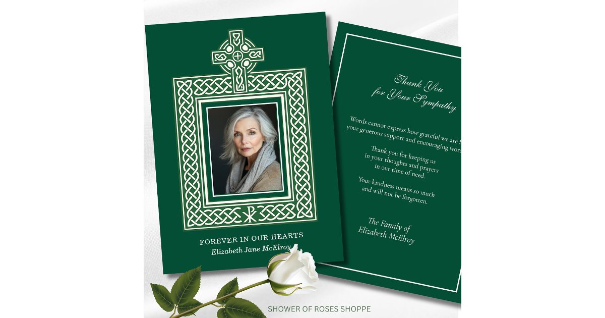 Religious Catholic Irish Celtic Cross Condolence Thank You Card | Zazzle