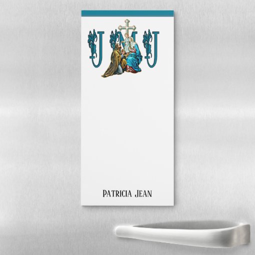 Religious Catholic Jesus Mary St. Joseph Holy JMJ Magnetic Notepad | Zazzle