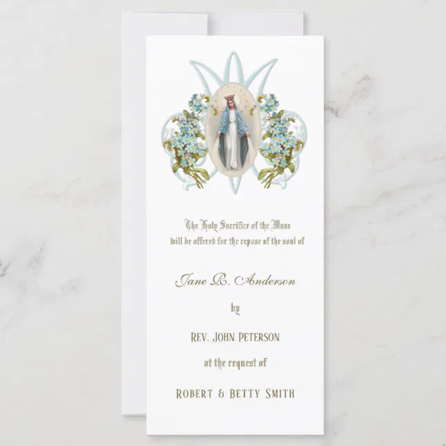 Religious Catholic Requiem Funeral Mass Offering C Card | Zazzle