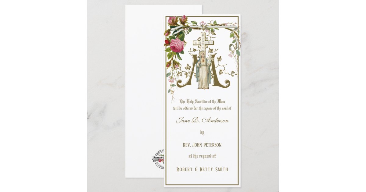 Religious Catholic Requiem Funeral Mass Offering Card | Zazzle