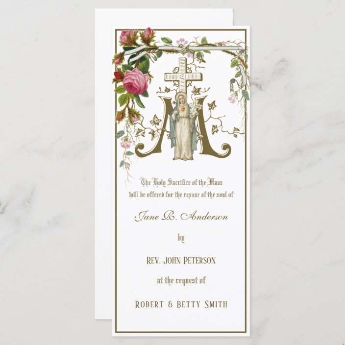 Religious Catholic Requiem Funeral Mass Offering Card | Zazzle.com