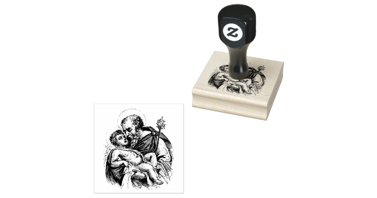 Religious Catholic Saint Joseph and Child Jesus Ru Rubber Stamp | Zazzle