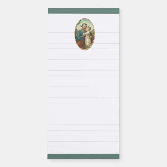 Religious Catholic St. Joseph Jesus Lined Magnetic Notepad | Zazzle