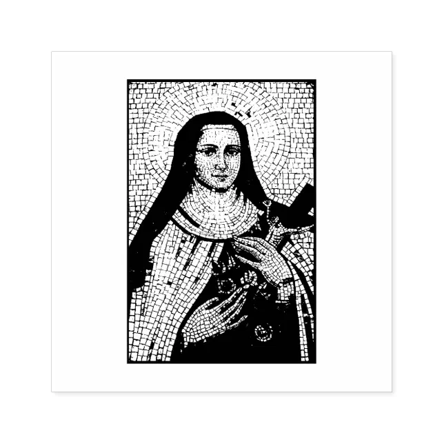 Religious Catholic St. Therese Carmelite Nun Roses Rubber Stamp | Zazzle
